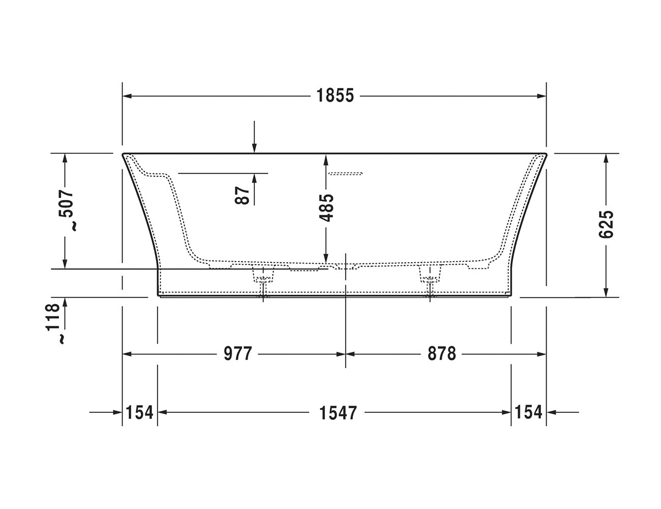 DURAVIT Cape Cod Freestanding Bath with Special Waste, 1855x885mm ...
