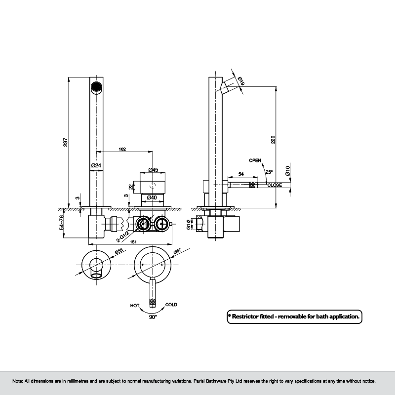 Parisi Tondo Wall Mixer with 220mm Spout - Chrome – The Source